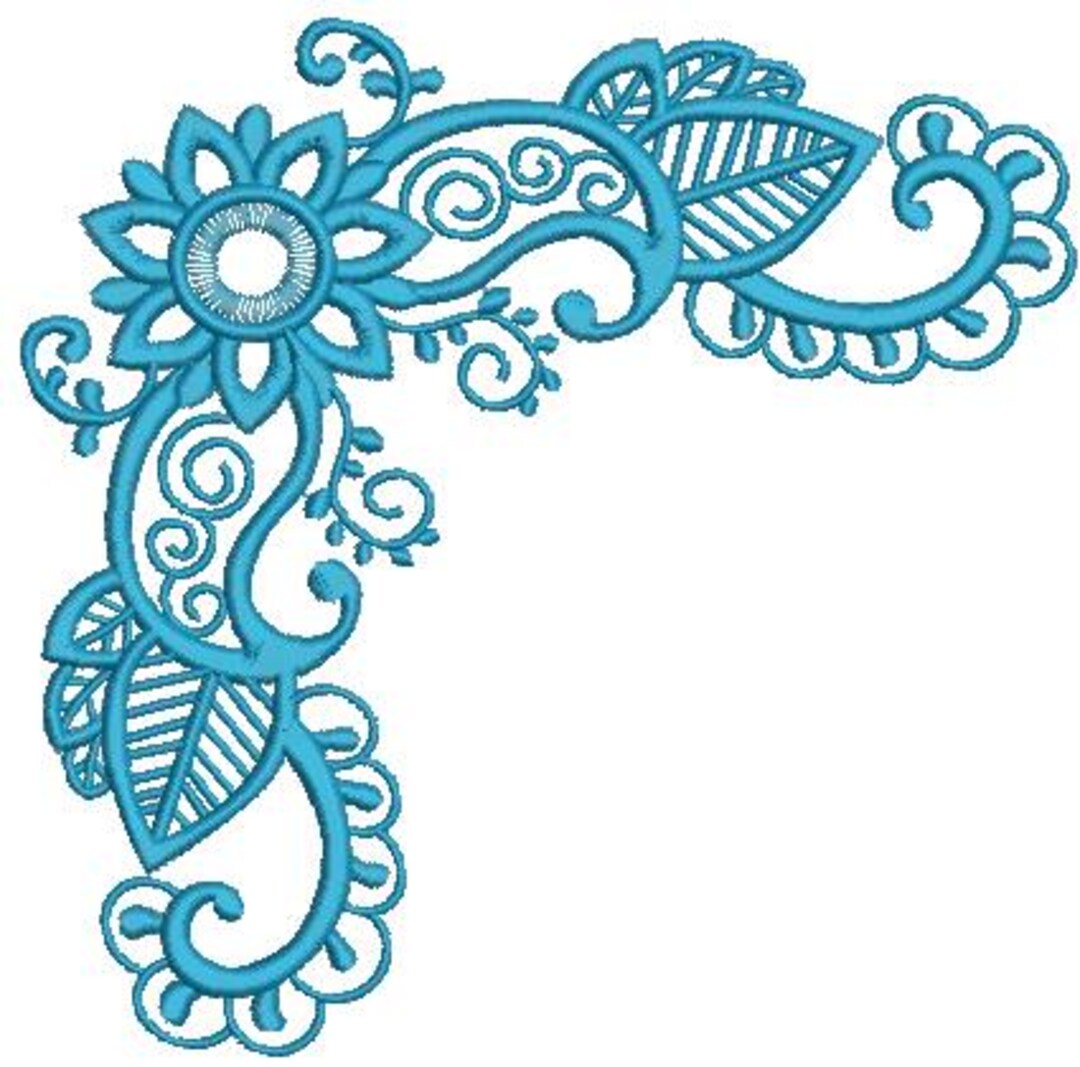 Floral Ornament / Indian ( Mehendi ) Corner Machine Embroidery Designs ...