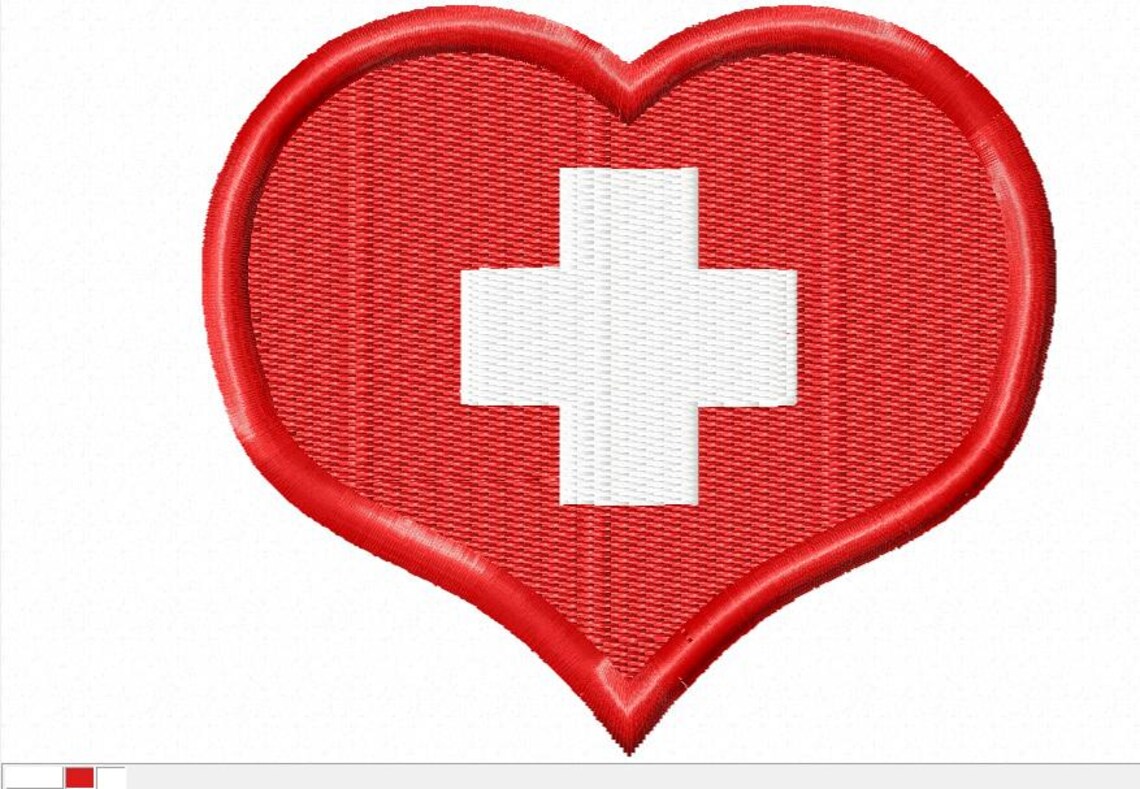 Heart and Medical Cross Red Cross Embroidery Embroidery Design, Machine ...