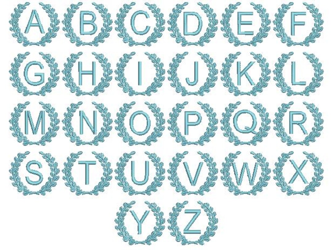 Satin Stitch Laurel Wreath Font Alphabet/ Monogram Alphabet/ Monogram ...