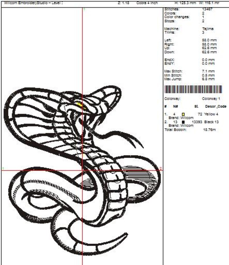 Cobra Machine Embroidery Design, Instantly Download - Etsy