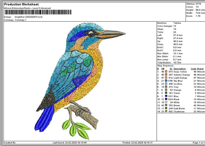 Kingfisher Machine Embroidery Design, Instantly Download - Etsy