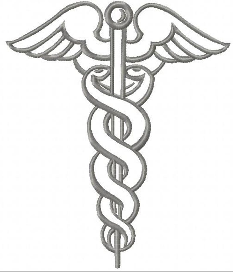 Caduceus Embroidery, Medical Pattern, Healthcare Design Embroidery ...