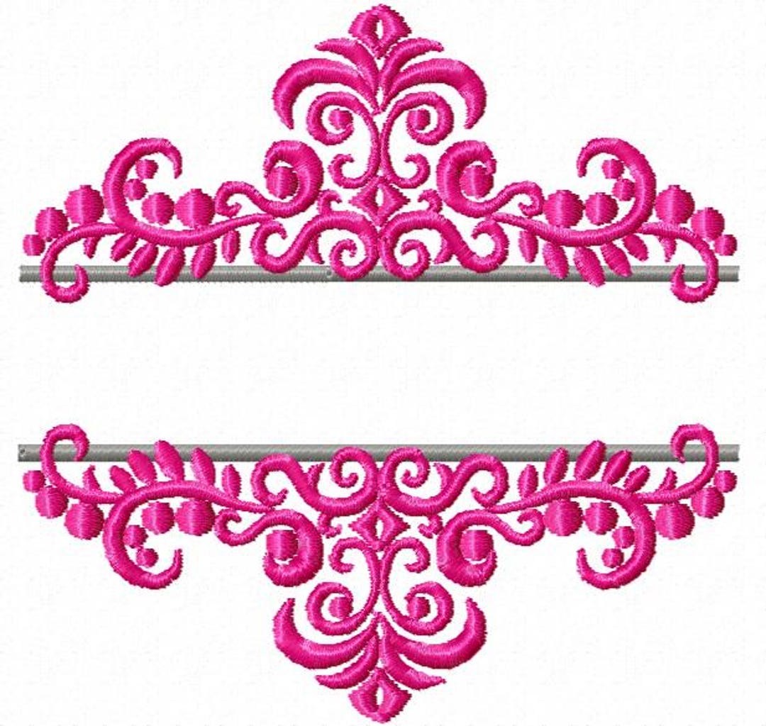 Split Flourish Floral Name Frame Machine Embroidery Designs, Instantly ...