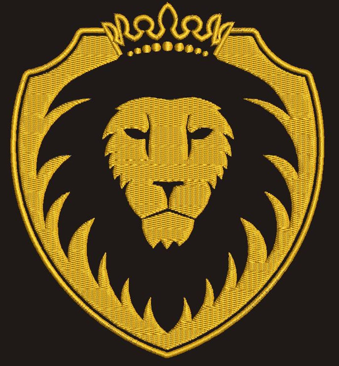 Lion in the Crown on Shield Machine Embroidery Design, Instantly ...