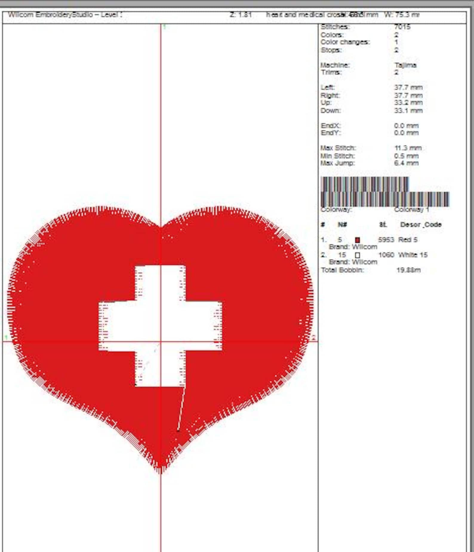 Heart and Medical Cross Red Cross Embroidery Embroidery Design, Machine ...