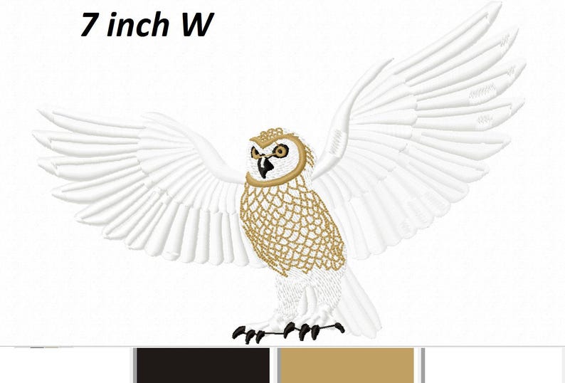 White Owl Open Wings Machine Embroidery Designs, Instantly Download - Etsy
