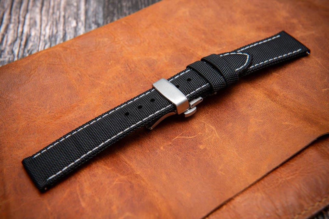 Water-resistant Sailcloth Watch Strap With Deployment Clasp - Etsy