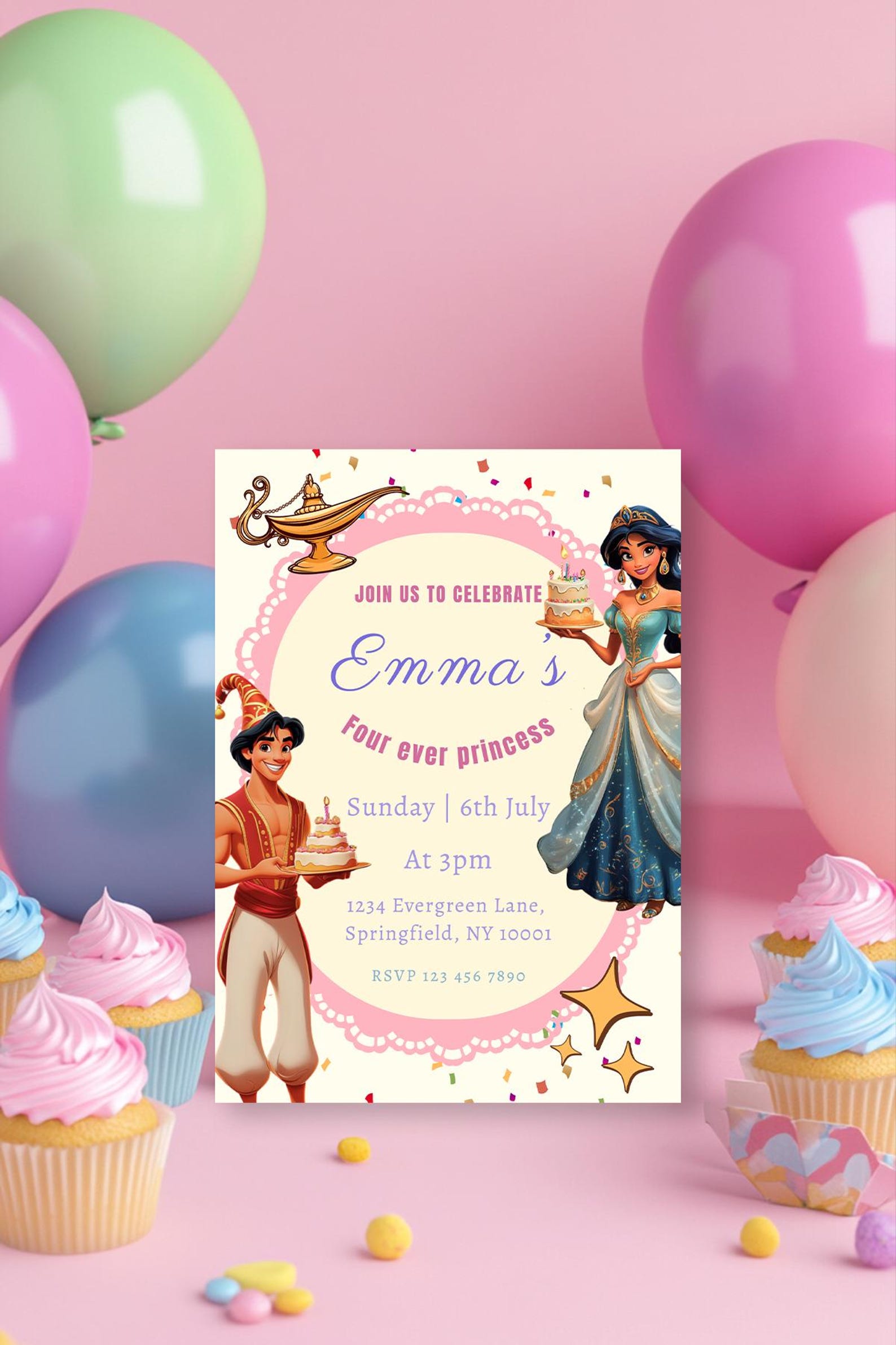 Princess Jasmine Birthday Invitation: Aladdin Theme (digital Printable ...