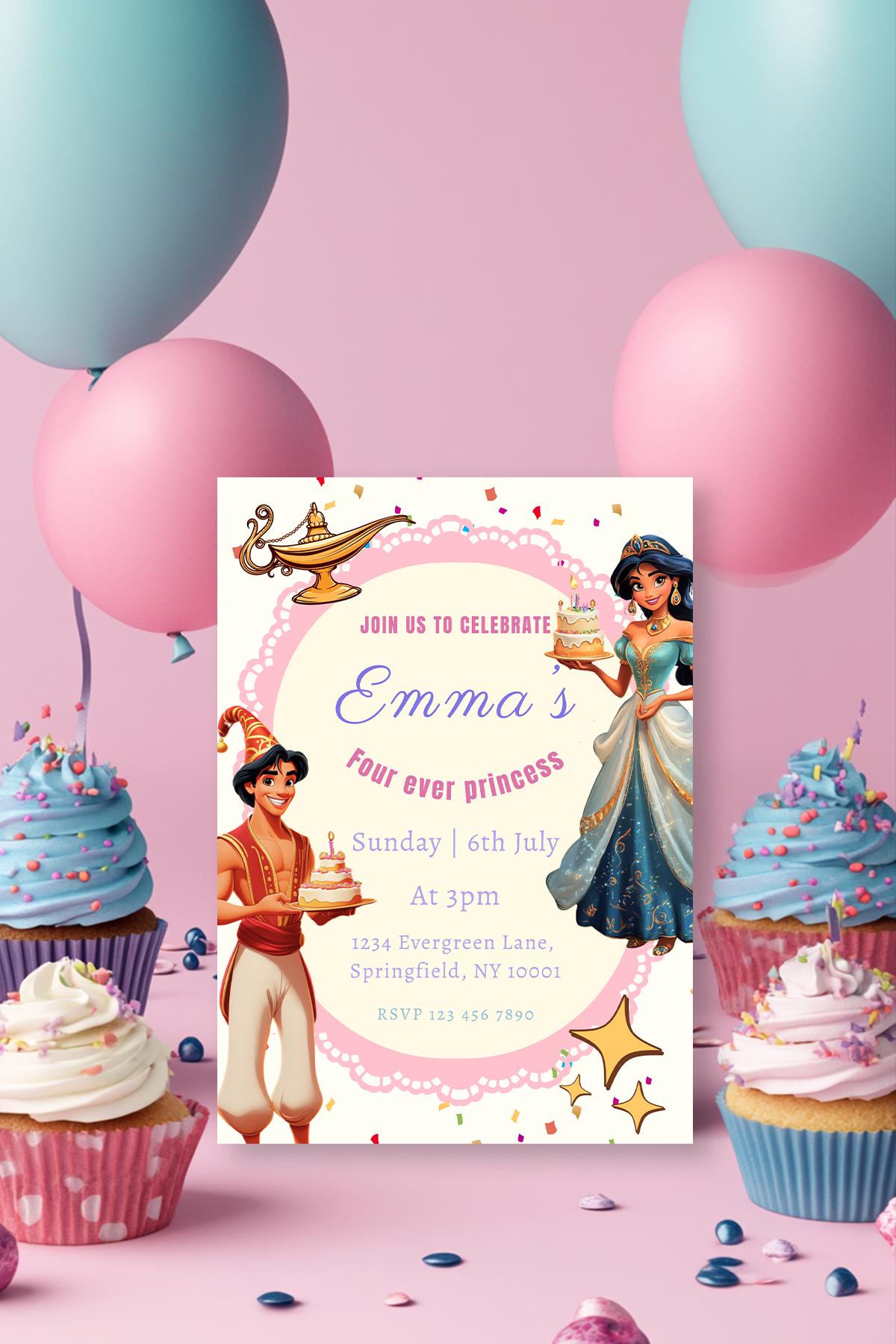 Princess Jasmine Birthday Invitation: Aladdin Theme (digital Printable ...