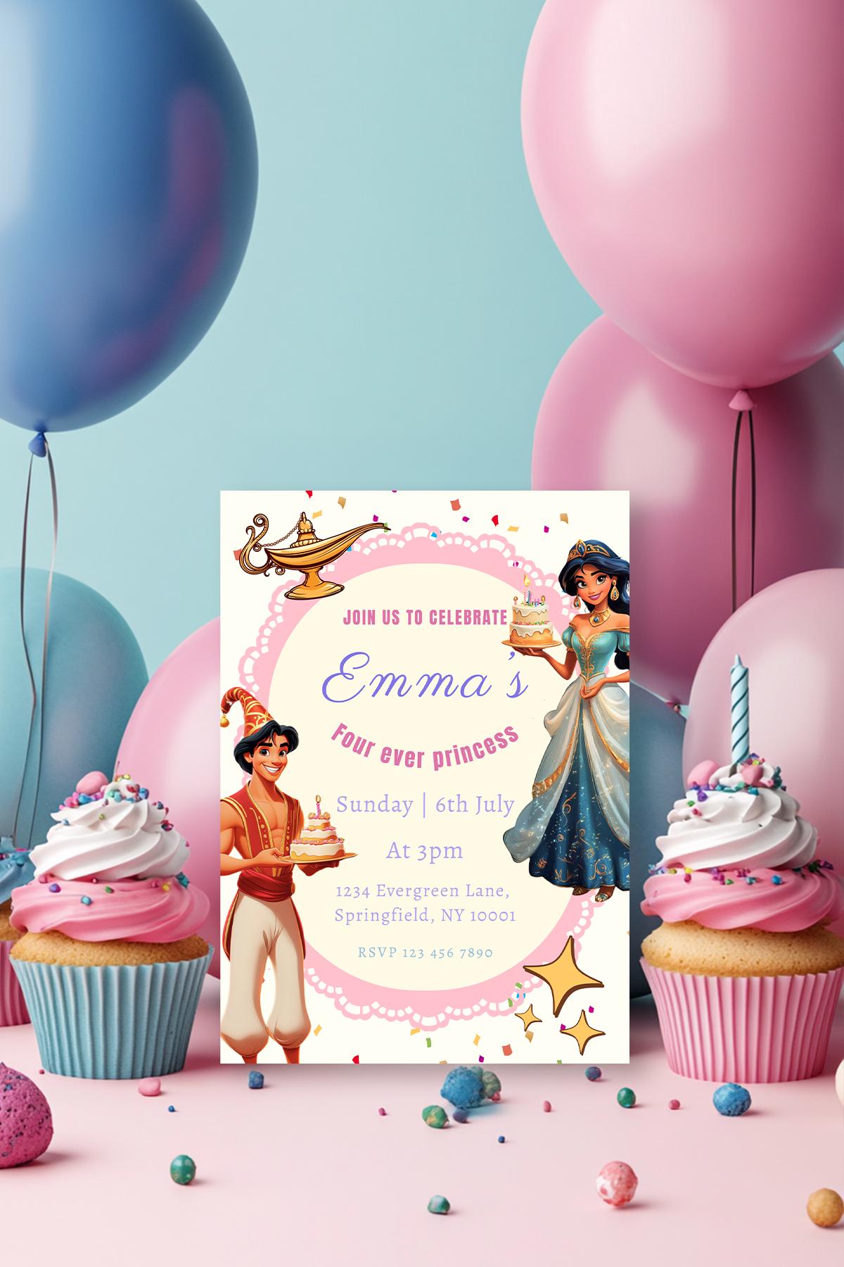 Princess Jasmine Birthday Invitation: Aladdin Theme (digital Printable ...