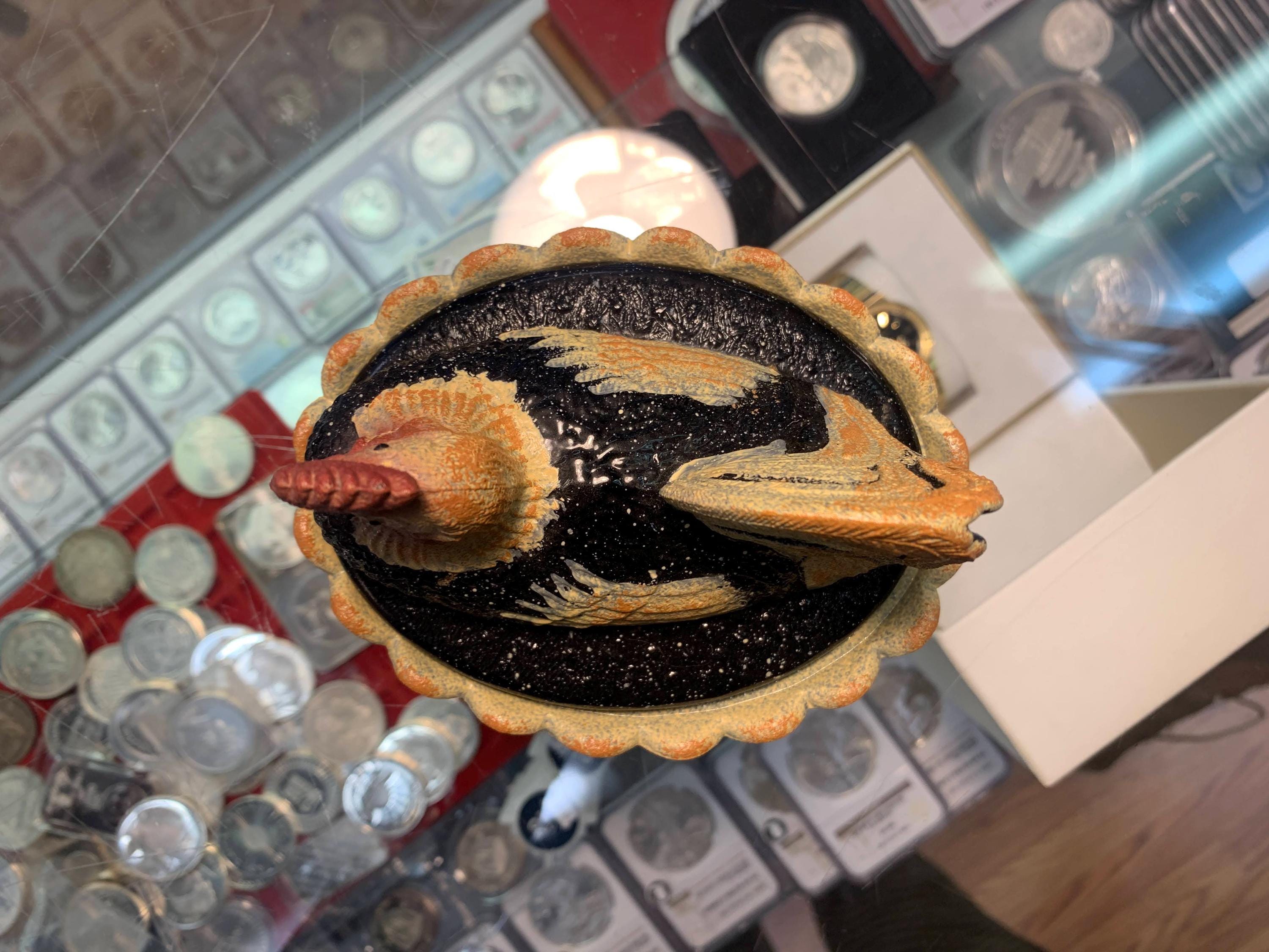 Fenton Hand Painted Folk Art Rooster on Nest - Etsy