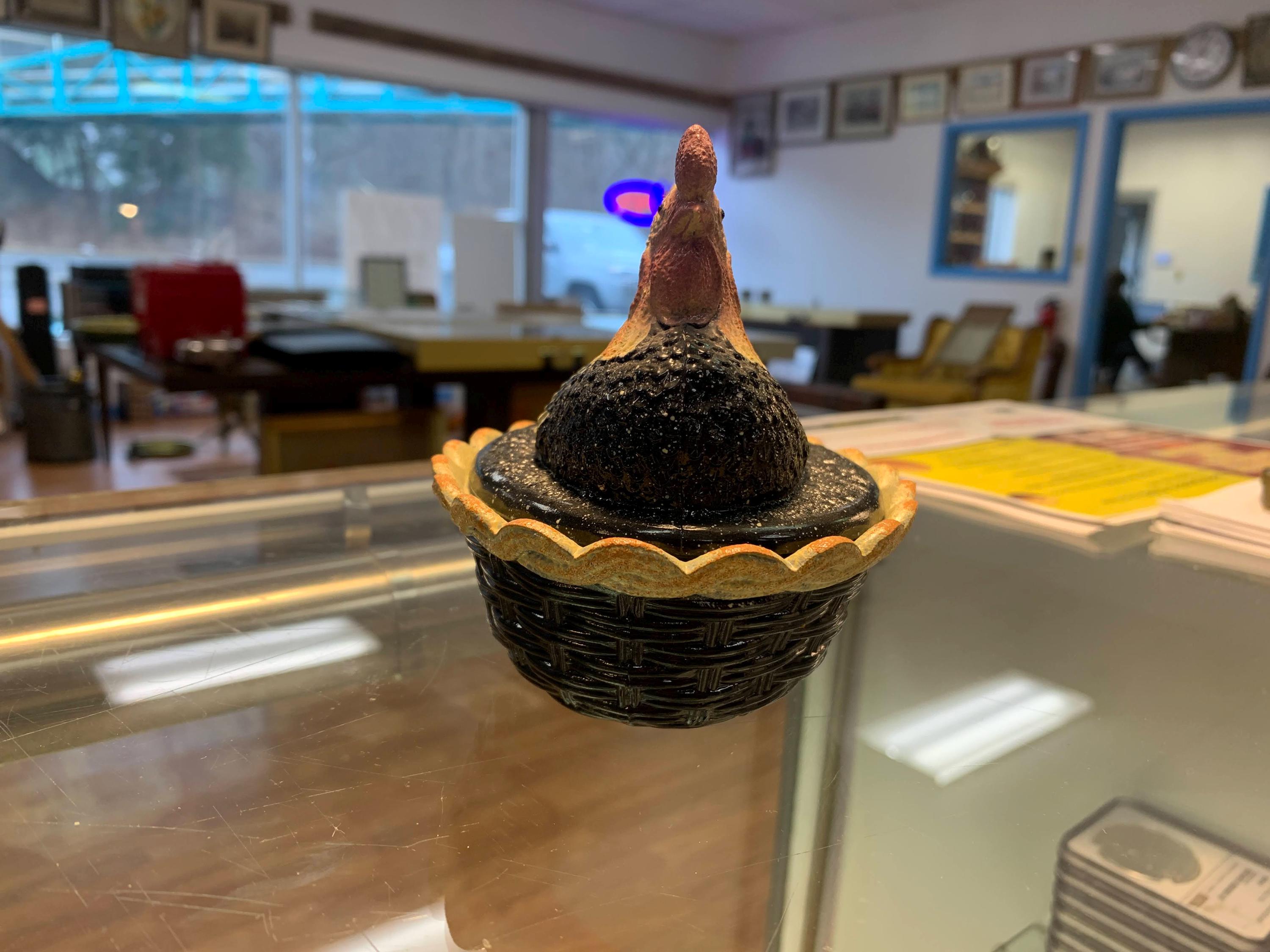 Fenton Hand Painted Folk Art Rooster on Nest - Etsy