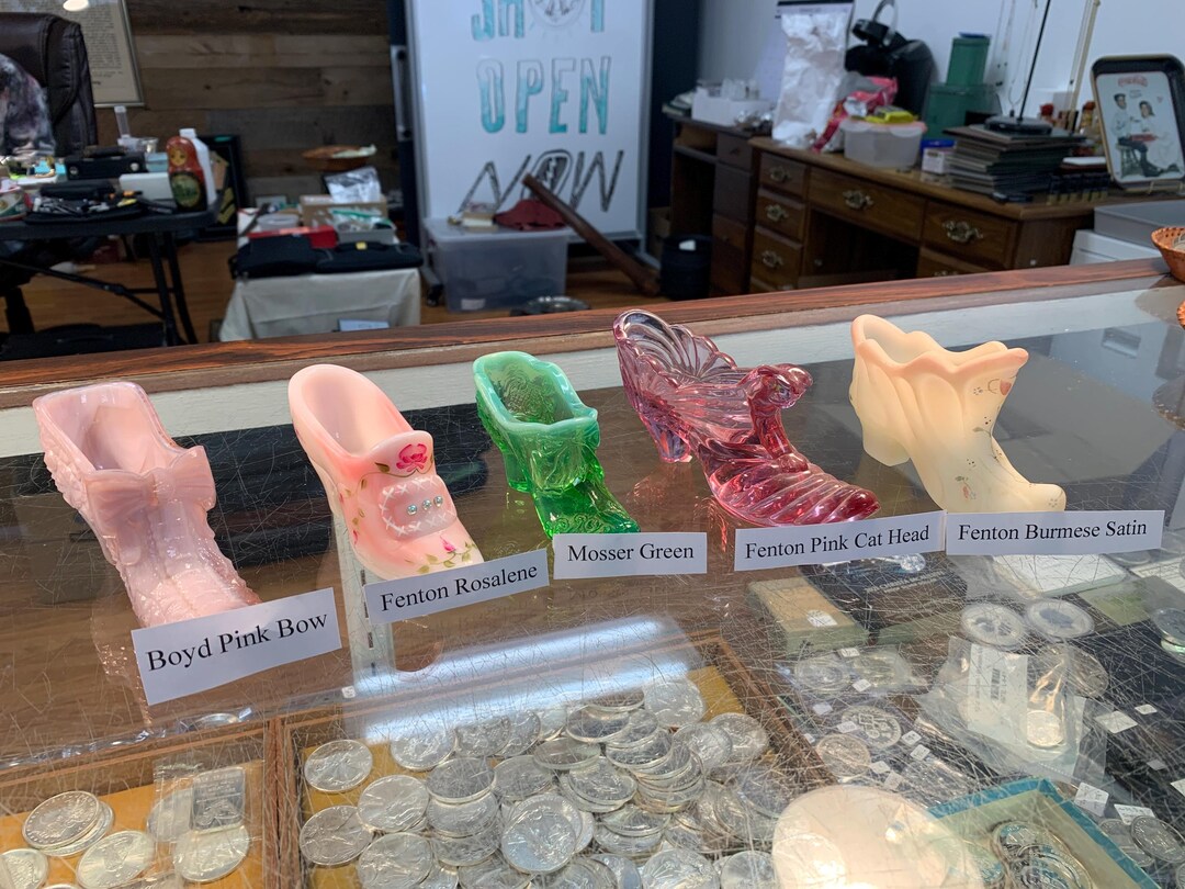 Five Glass Slipper Shoe Fenton Mosser Boyd Carnival Glass - Etsy