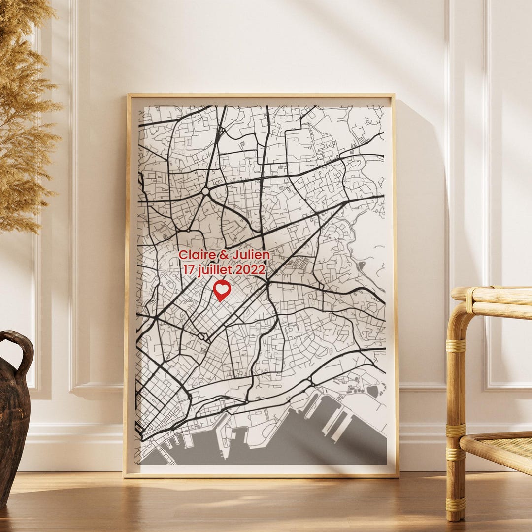 Personalized Meeting Place Map Poster — Meeting Location, Names and ...