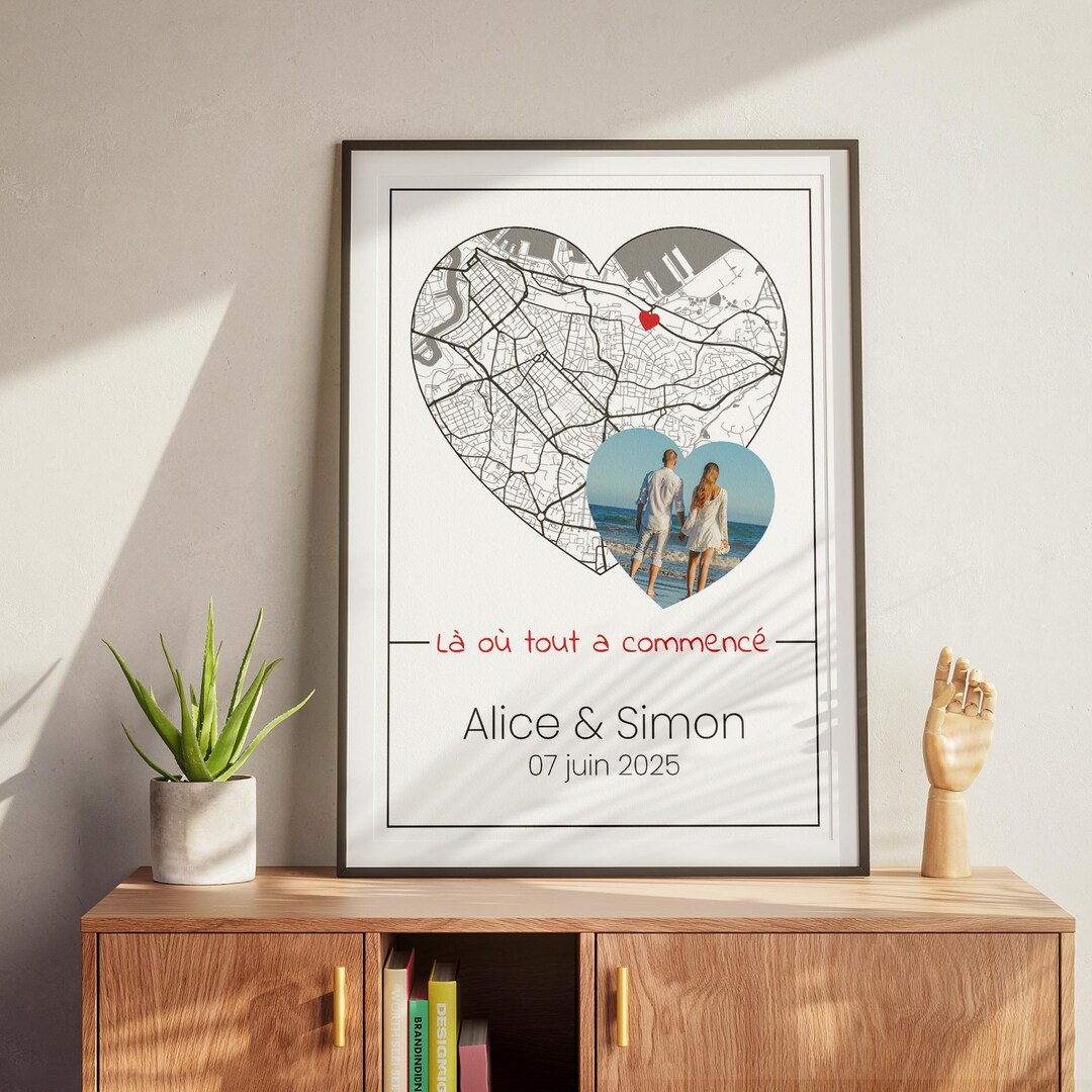 Personalized Poster Map of Meeting Place With Names, Date and Souvenir ...
