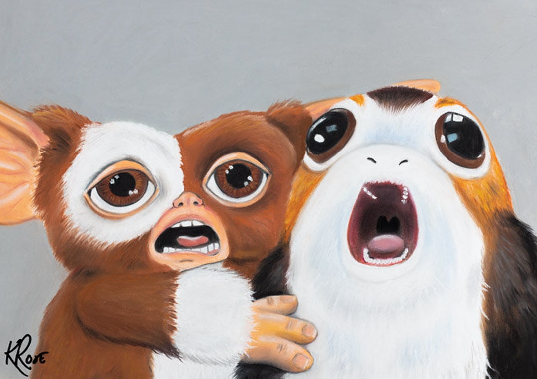 A4 Screaming Porg & Gizmo Art Print. Star Wars Eighties - Etsy UK