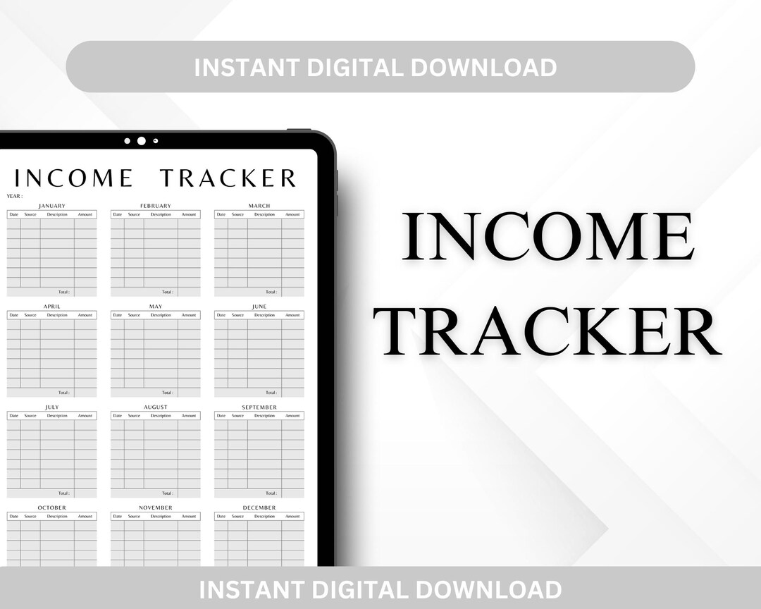 Income Tracker | Printable Finance Worksheet | Personal & Small ...