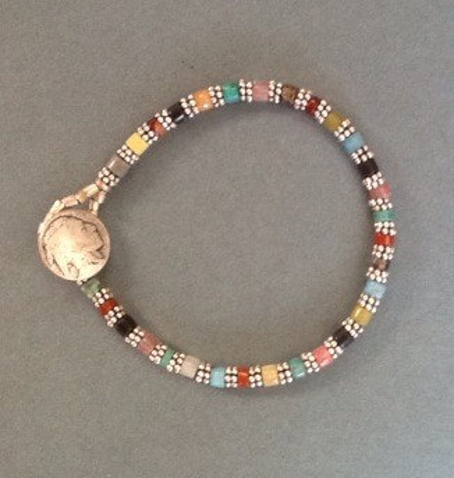 Colorful Gemstone Bracelet Bohemian Multi Color Semi | Etsy