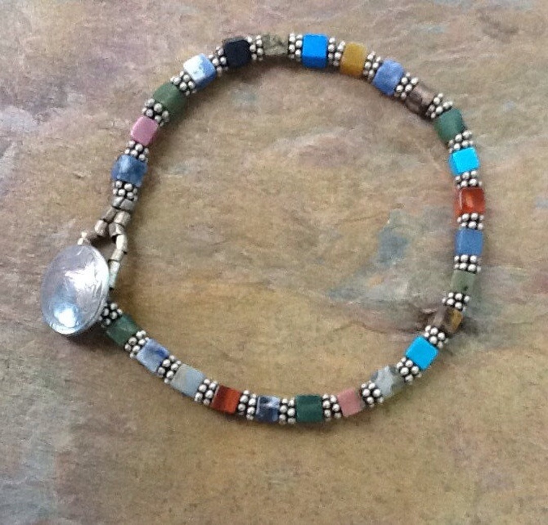 Colorful Gemstone Bracelet, Bohemian, Multi Color Semi Precious Stones ...