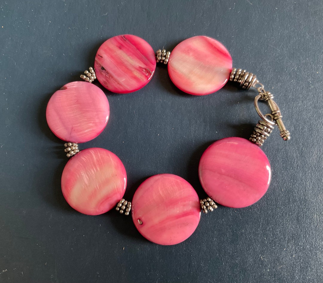 Pink Shell Bracelet, Pastel, Pinkish, Pale Pink, Shell Jewelry, Beaded ...