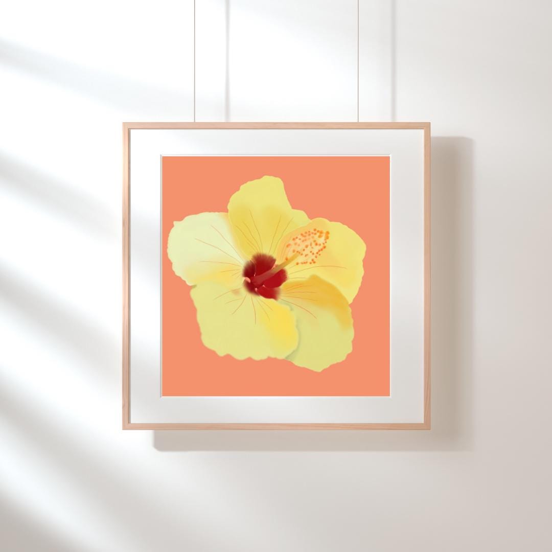 Hawaiian Hibiscus Digital Print - Yellow Hibiscus "mao Hau Hele" Coral ...