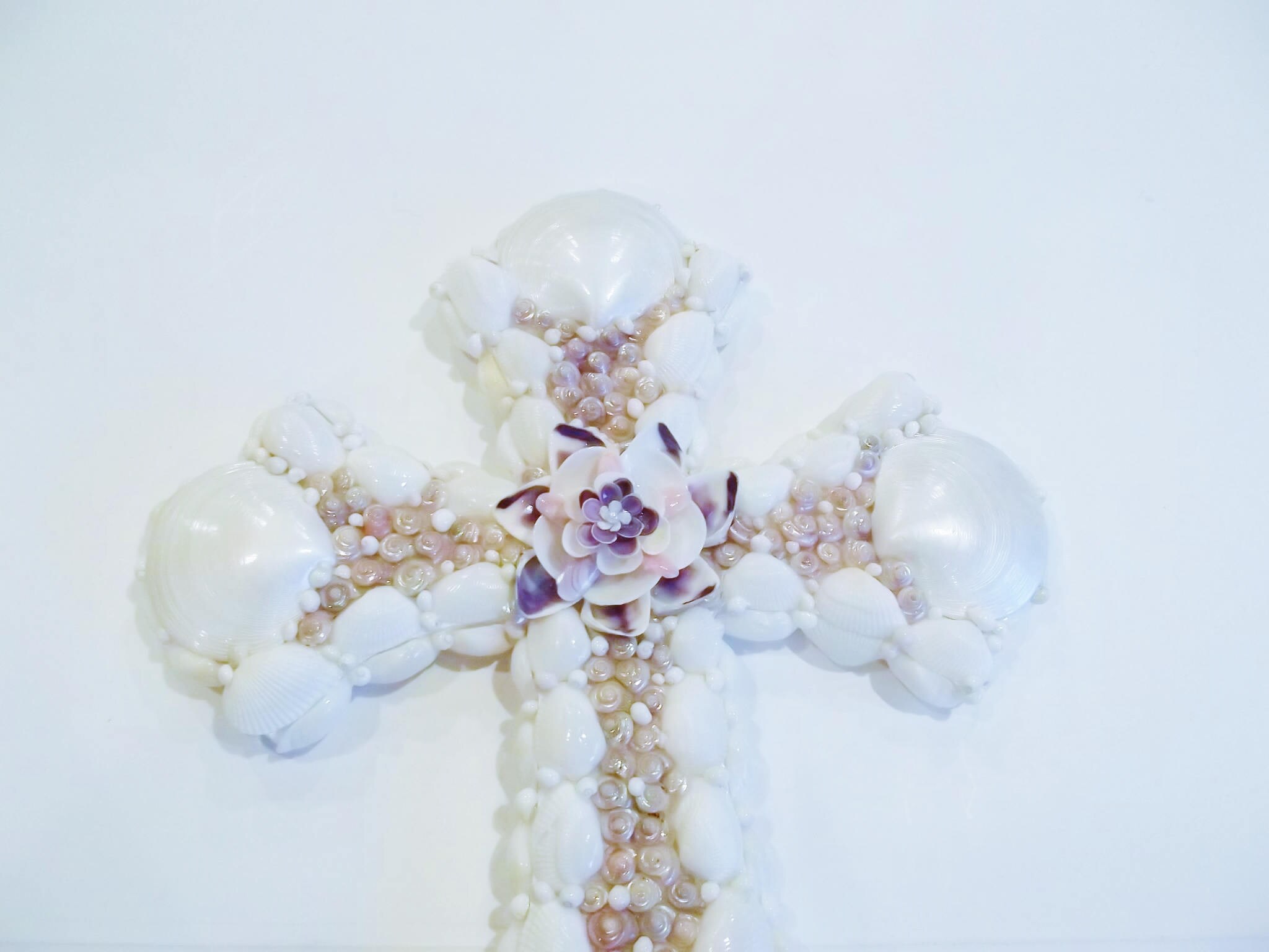 Seashell Cross Graduation Wedding White Seashells Beach - Etsy
