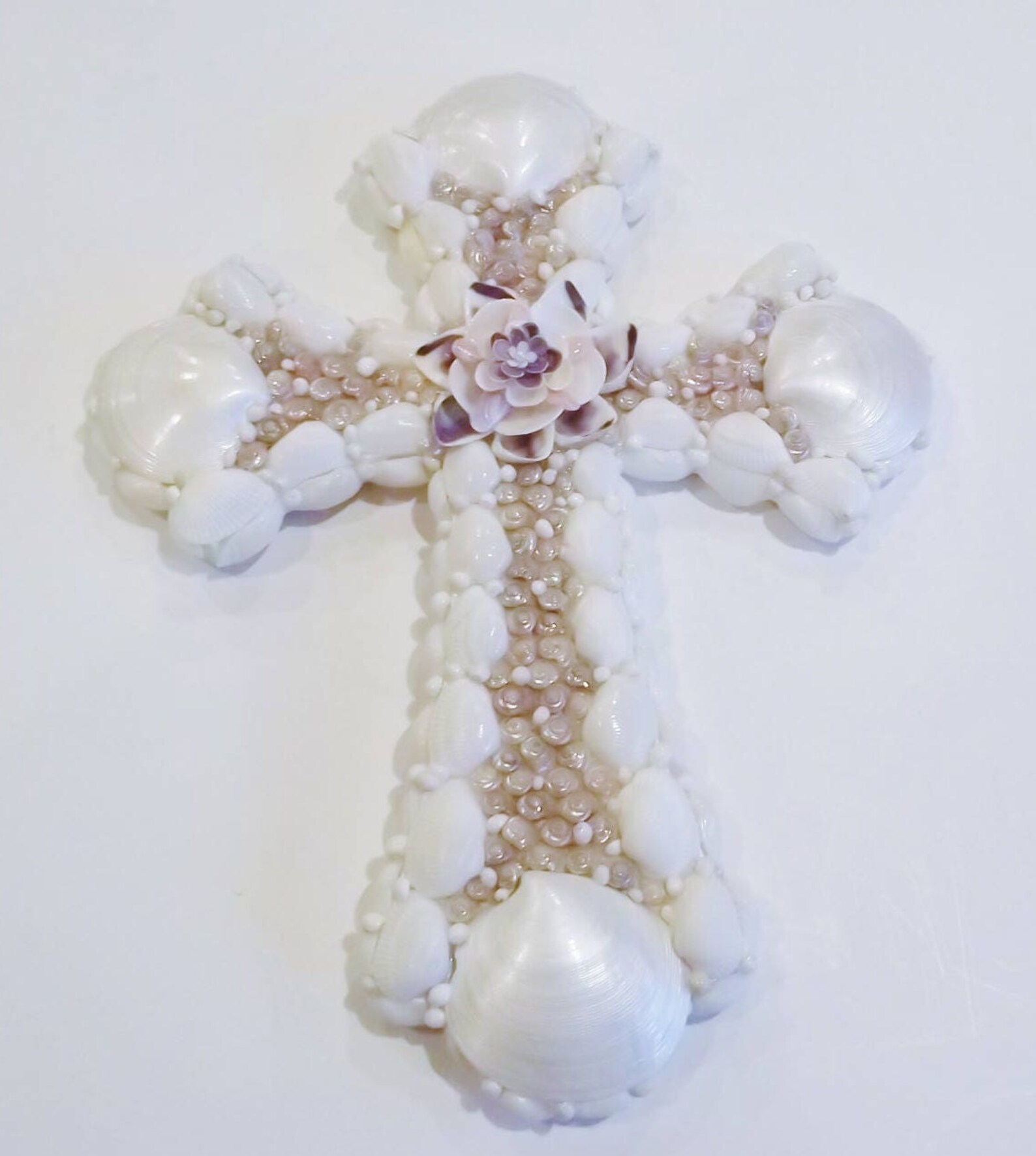 Seashell Cross Graduation Wedding White Seashells Beach - Etsy