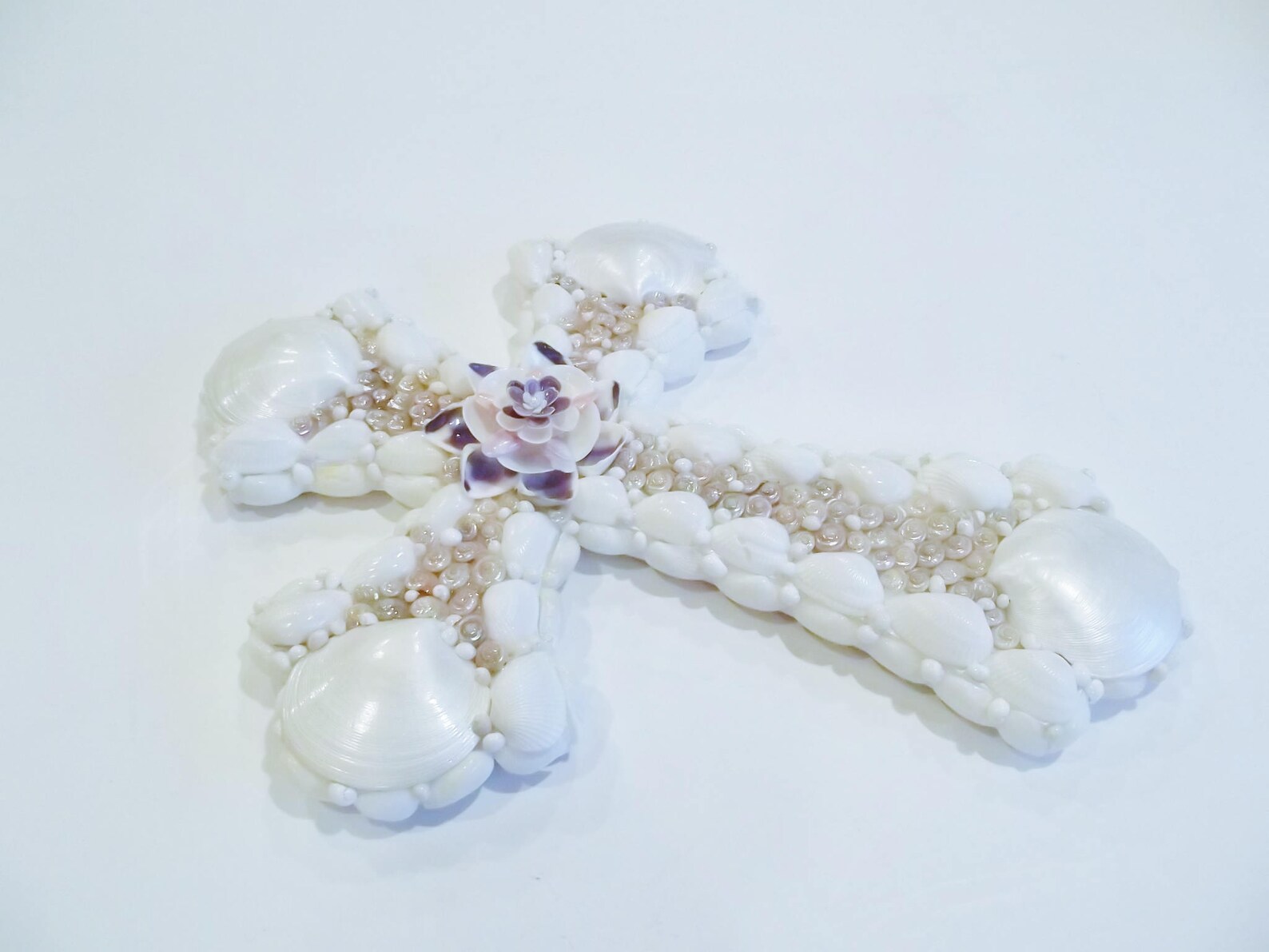 Seashell cross Graduation Wedding White Seashells Beach | Etsy