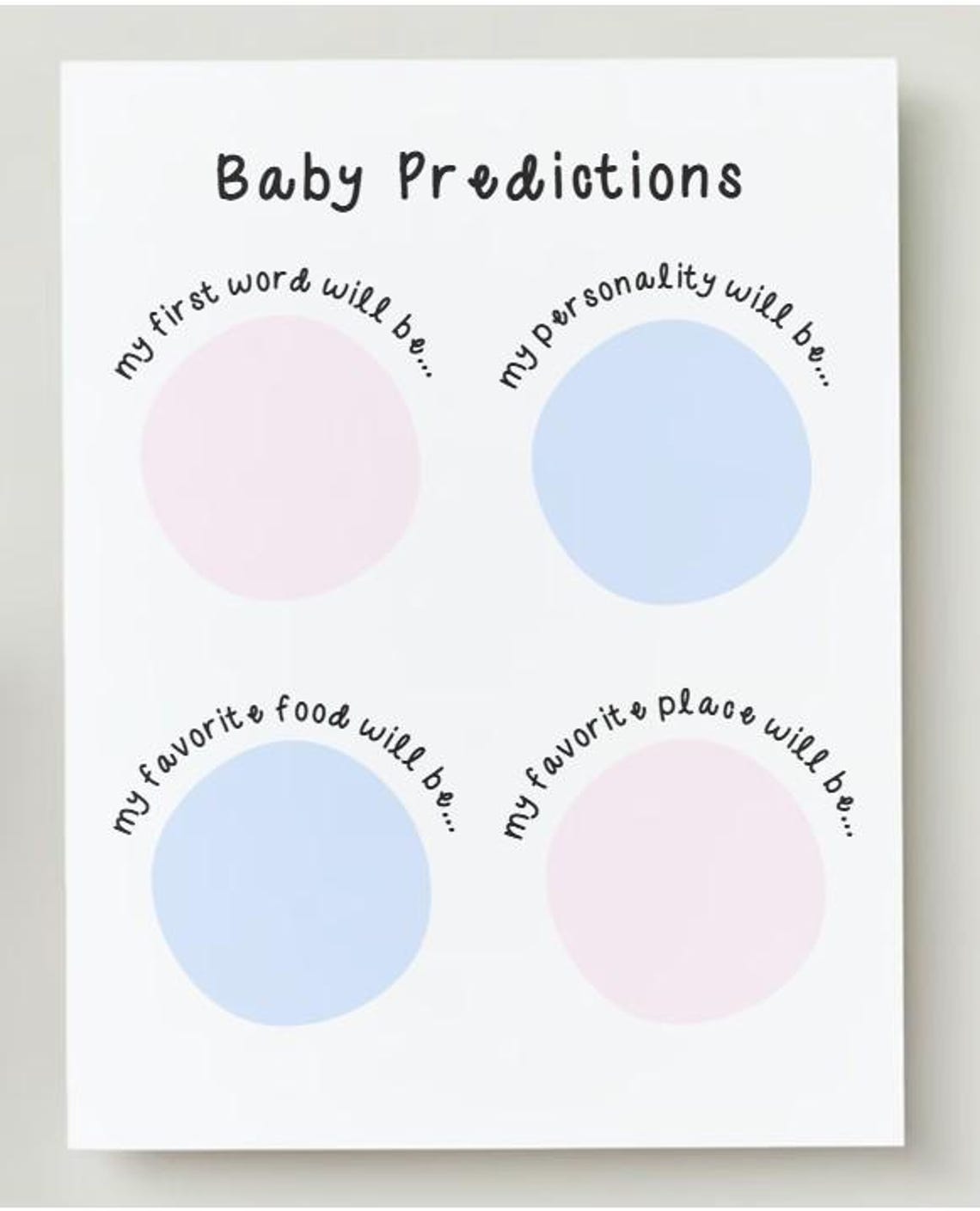 Baby Predictions Game, Baby Shower Games Printable, Baby Shower ...