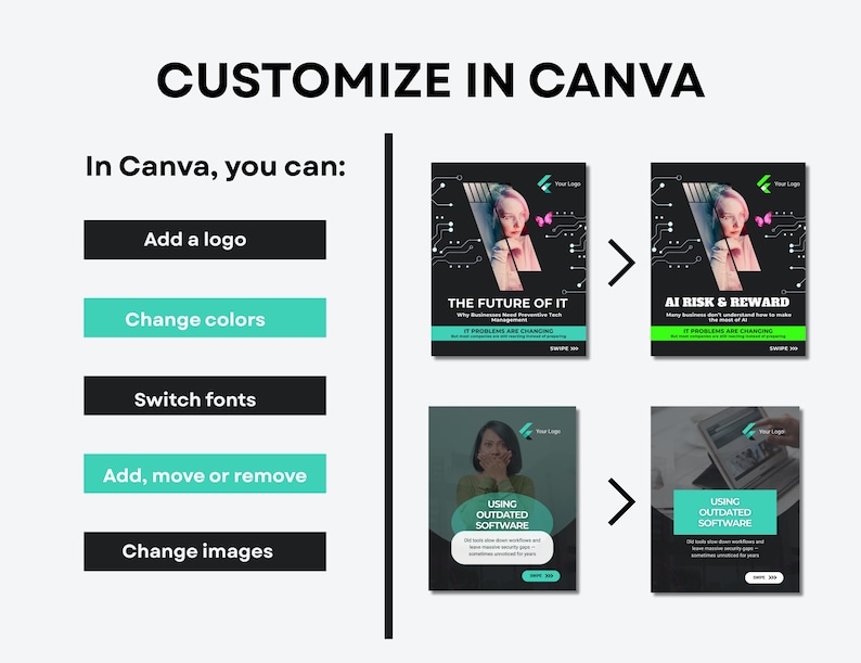Canva Templates for Technology Businesses | Carousels for Linkedin and ...