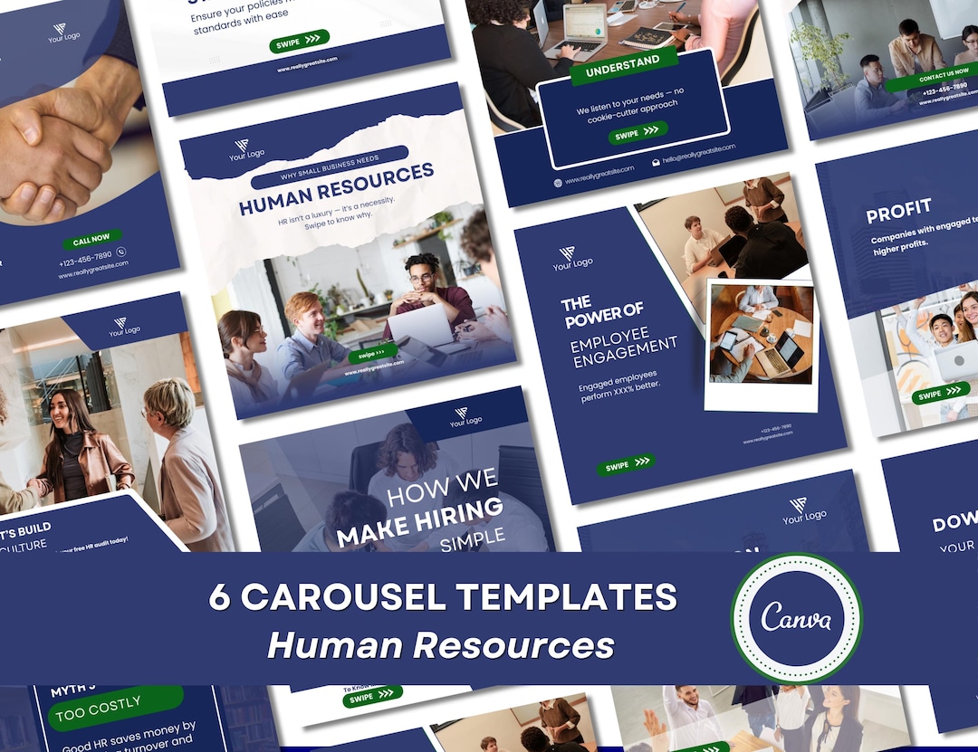 Linkedin Carousel Templates Canva | Human Resources & Recruitment | 6 ...