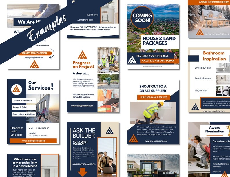 Builders Social Media Post Templates | Canva Editable | Navy Blue ...