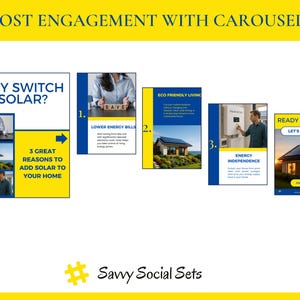 4 Carousel Templates for Solar Energy in Cheerful Yellow and Blue ...