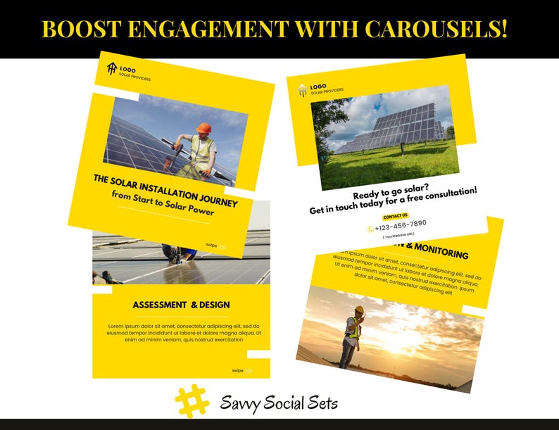 Carousel Templates for Solar Energy | Yellow and White | Social Media ...