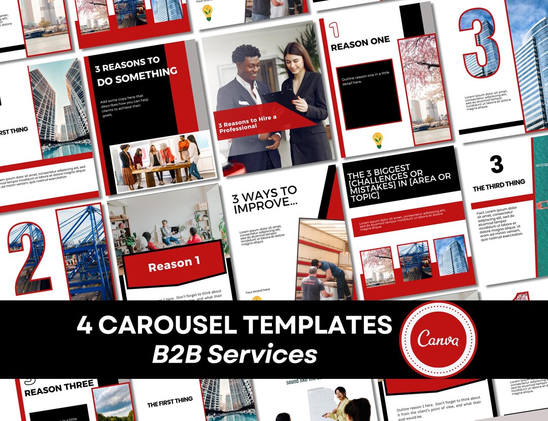 Carousel Templates | B2B Services & Consultants | Canva Editable in Red ...