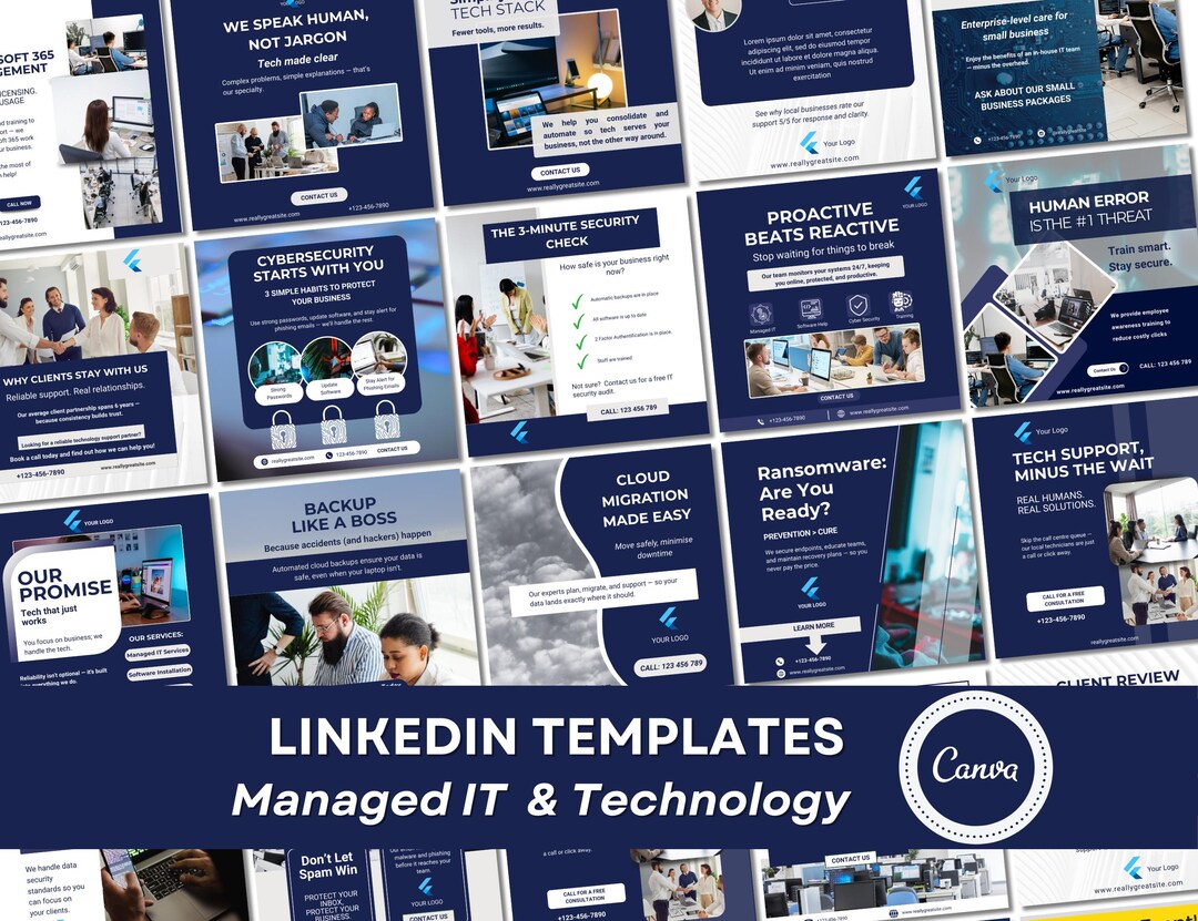 Linkedin Templates for Technology & IT Services | 40 Canva Editable ...