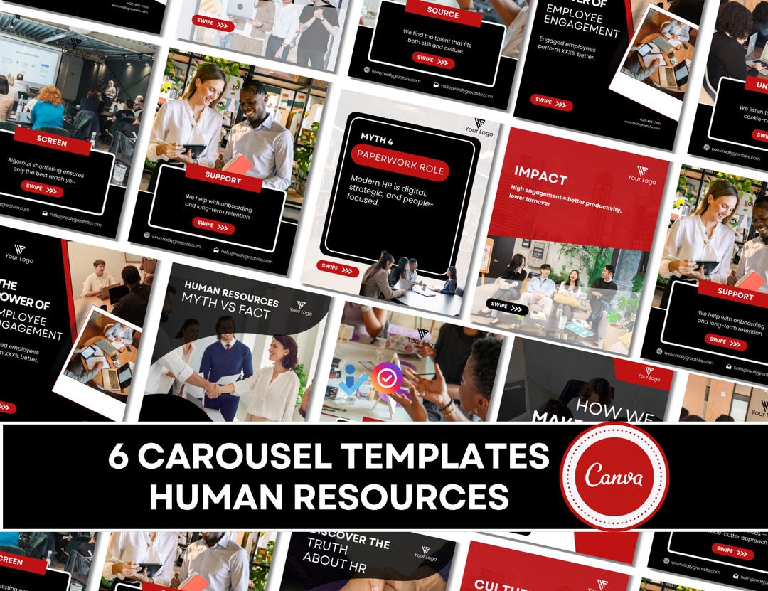 HR Canva Carousel Templates: 6 Editable Carousels for Human Resources ...