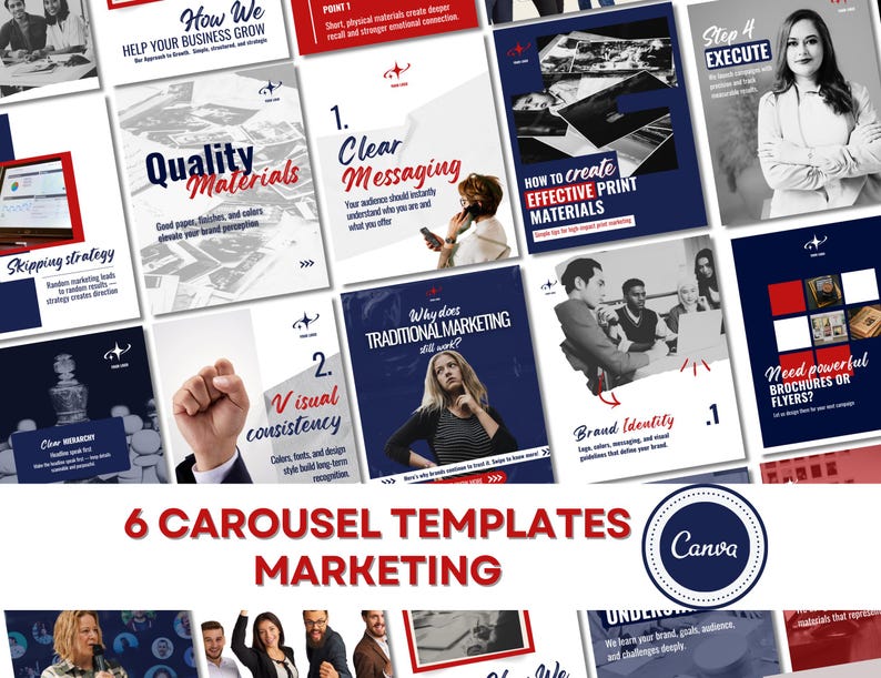 Canva Carousel Templates in Red, White & Blue | Marketing Agency ...