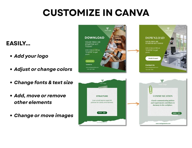 Canva Carousel Templates B2B | Human Resources & Employment Consultants ...