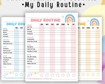 Kids Daily Routine Chart Printable | Morning and Bedtime Tracker ...