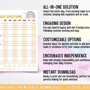 Kids Daily Routine Chart Printable | Morning and Bedtime Tracker ...