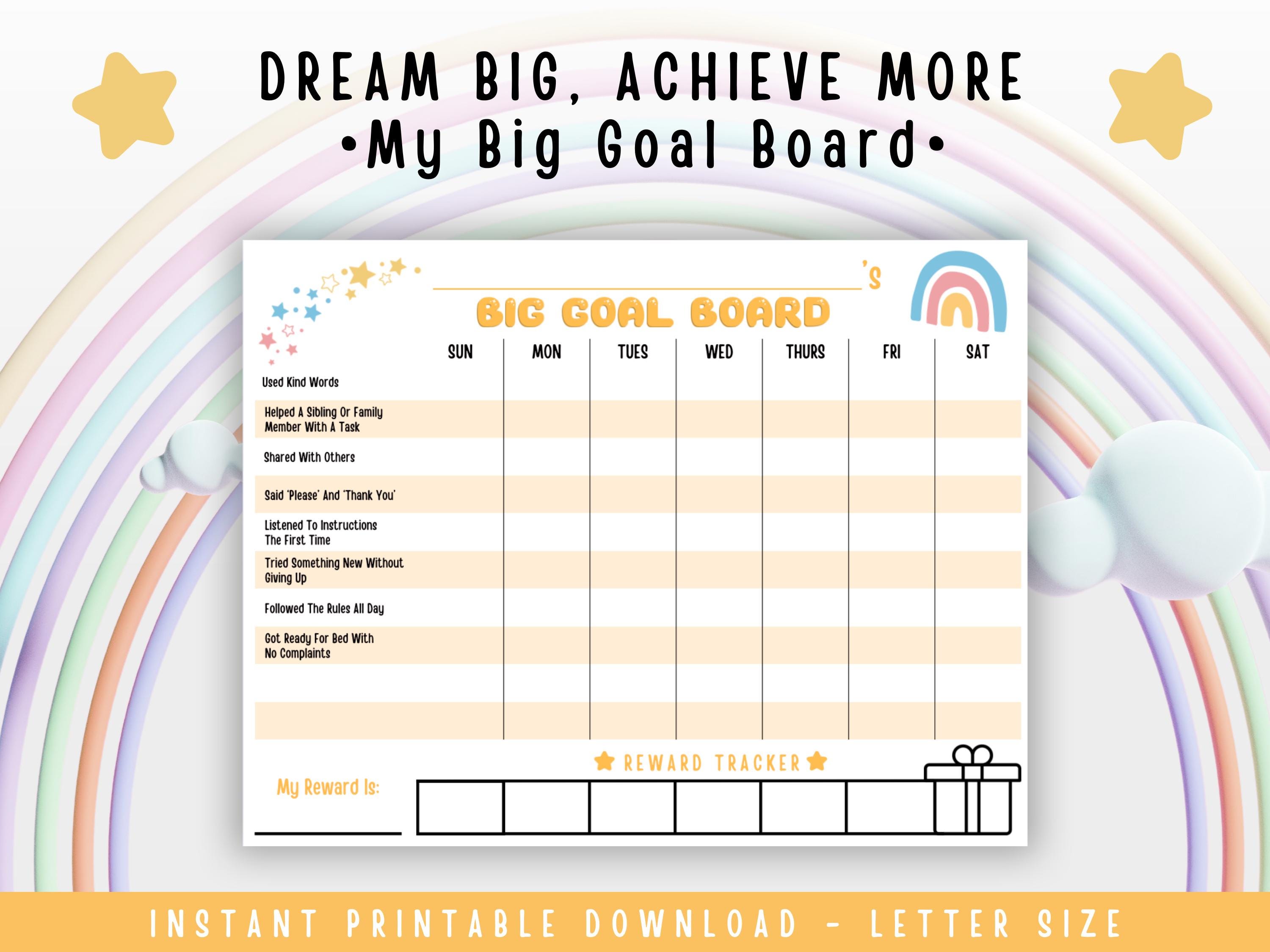 Kids Reward Chart Printable | Goal Tracking Chart for Kids | Behavior ...
