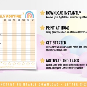 Kids Daily Routine Chart Printable | Morning and Bedtime Tracker ...