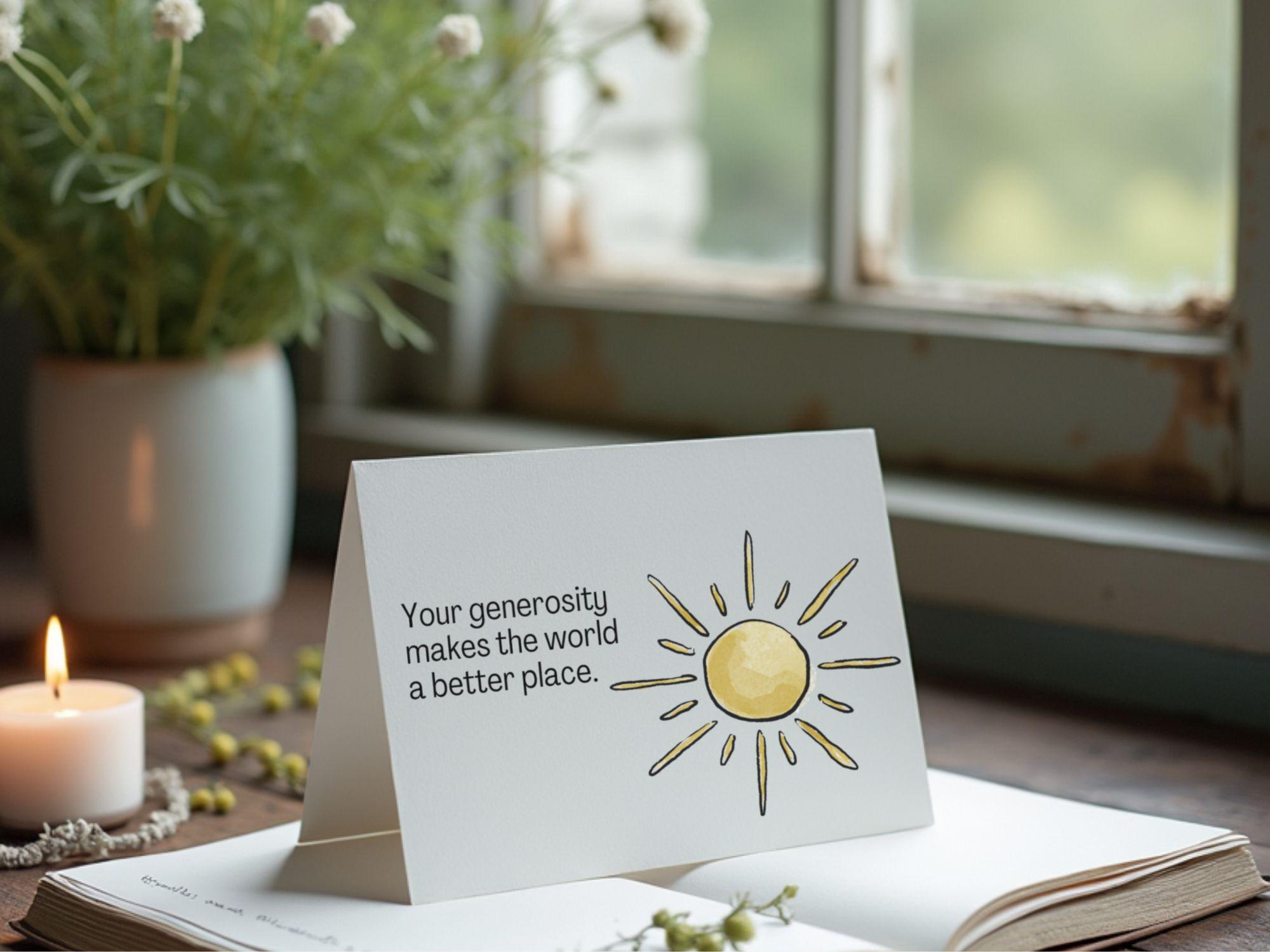 Printable Thank You Card: Generosity Message (digital Download, PDF ...