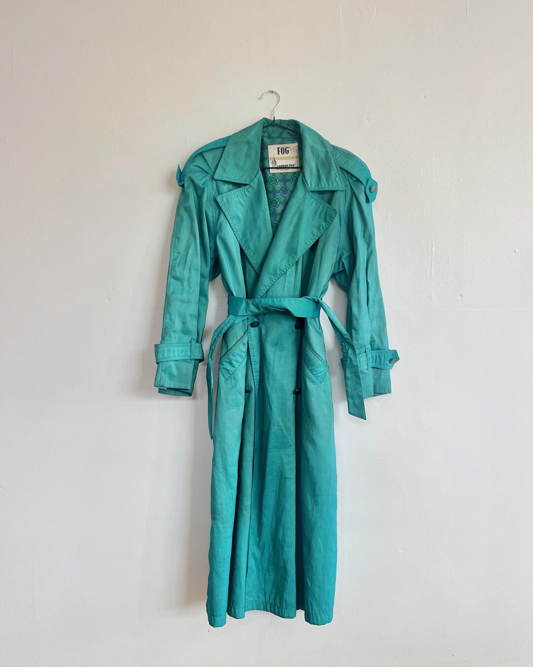 Vintage London Fog Teal 80s Tie Trench Coat - Etsy