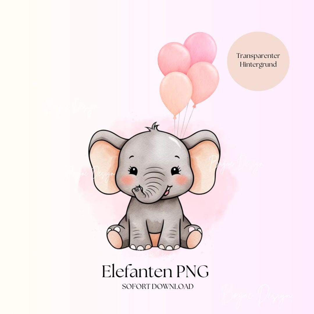 Cute Elephant 2x Png, Baby Elephant Digital Download, Nursery, Png ...