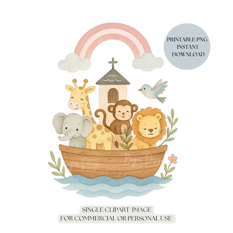 Noah‘s Ark PNG Clipart With Cute Animals | Sweet Christian Animals for ...