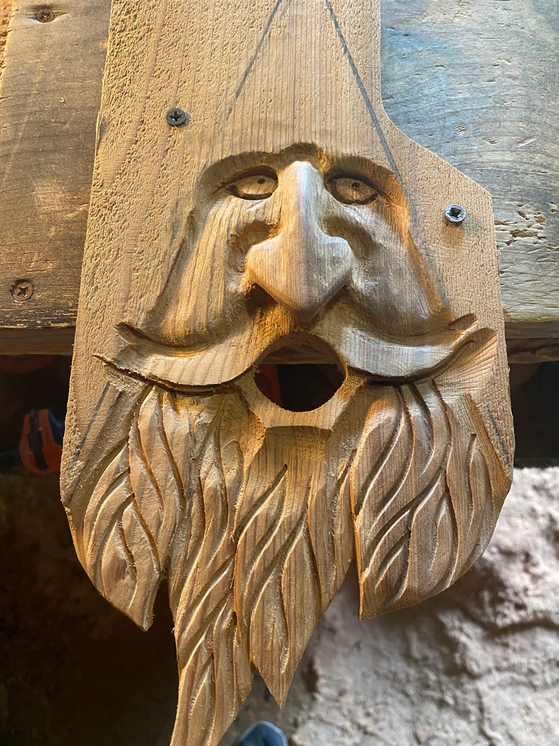 2 Hand Carved Wood Spirit Birdhouse, Western Red Cedar Face Art - Etsy