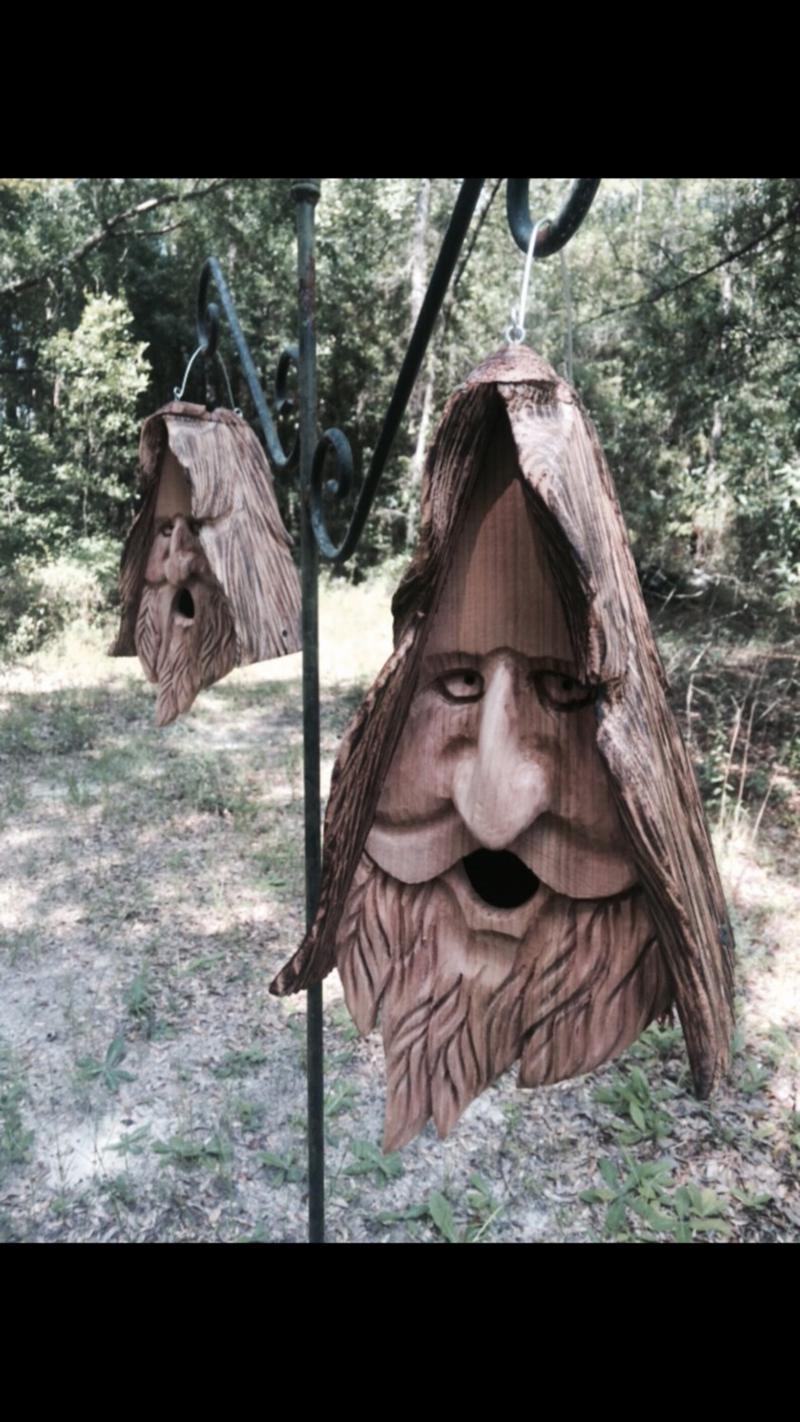 2 Wood Spirit Birdhouse. Hand Carved Home Made in the U.S.A. - Etsy