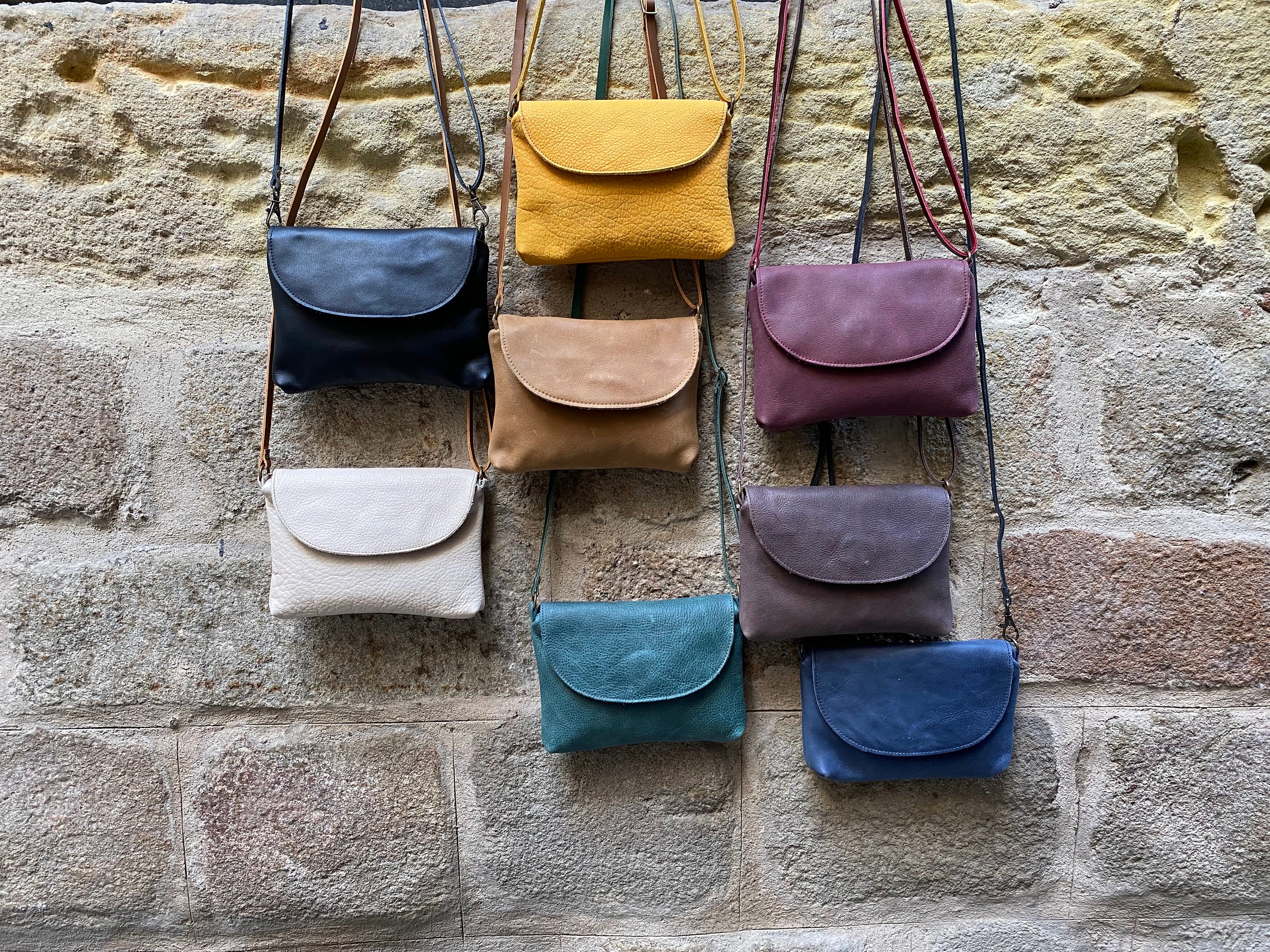 Small , Tiny Leather Crossbody Purse: Mini Cell Phone Bag, Adjustable ...